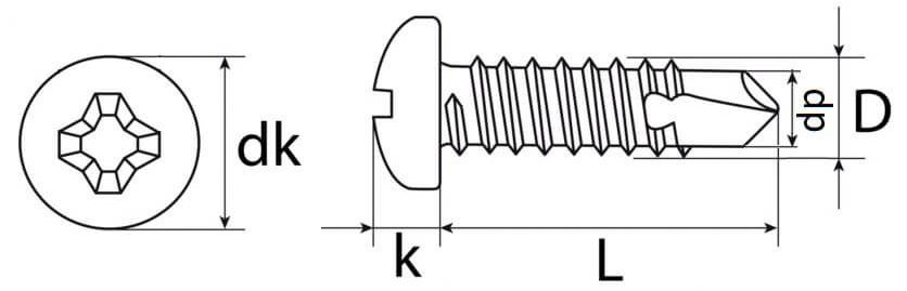 Саморез с полукруглой головкой и буром 5,5х100 мм DIN 7504 M (N ...